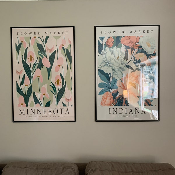 Minnesota State Flower, Minnesota Flower Market Art Print, Pink and ...