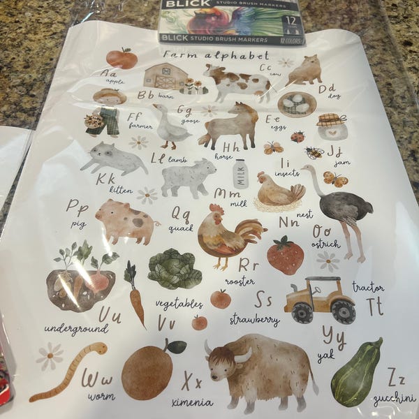 Farm Animal Alphabet Print, Farm Nursery Wall Art, Farm Animals, Kids ...