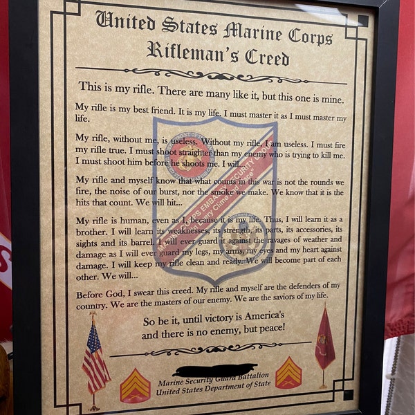 BEST U.S. Army Special Forces Creed Green Beret Aged Parchment Framed ...