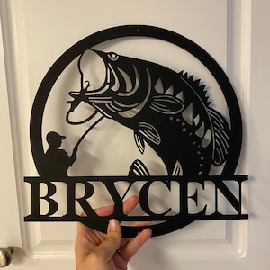 Fish Metal Name Sign, Bass Fishing Metal Monogram, Fishing Gifts for ...