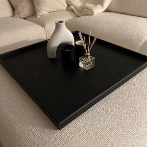 Handmade Large Ottoman Storage Tray, Black Wooden Serving Tray for ...