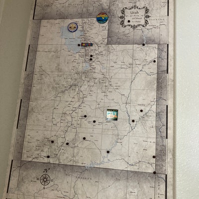 Utah Travel Push Pin State Map Rustic Vintage Cork Pin Board Canvas ...