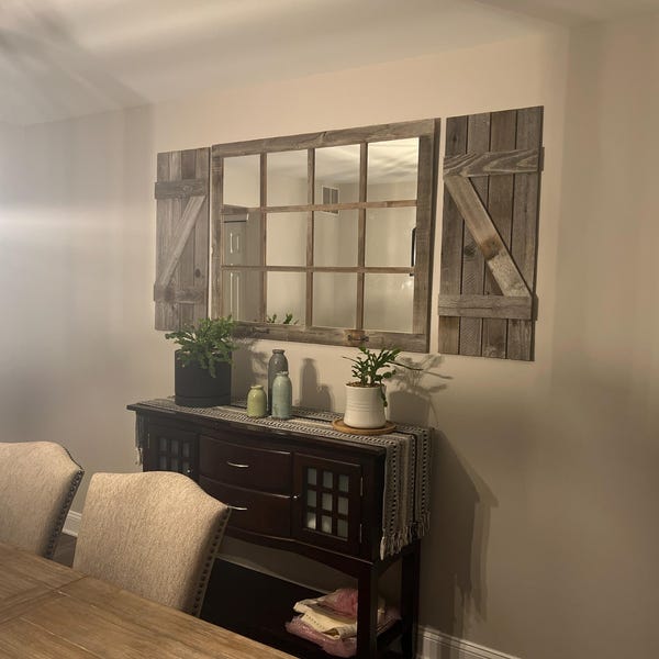 8 Pane Farmhouse Wall Decor Window Mirror Rustic Window Mirror Rustic ...