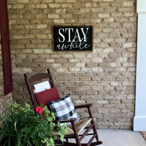 Farmhouse Stencil, Stay Awhile Stencil, Mylar Stencil, Reusable Stencil ...
