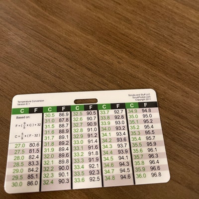 Temperature Conversion Badge Pocket Card Horizontal Accessory for Nurse ...