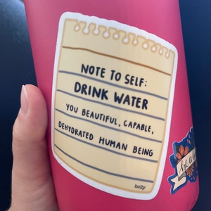 Note to Self Drink Water Sticker 3 Vinyl Sticker, Funny Gifts for ...