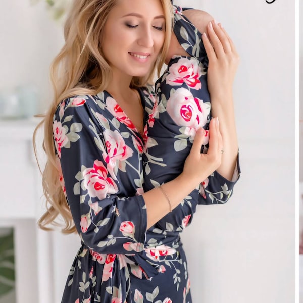 Matching Robe and Swaddle Set Mom and Baby, Maternity Robe and Matching ...