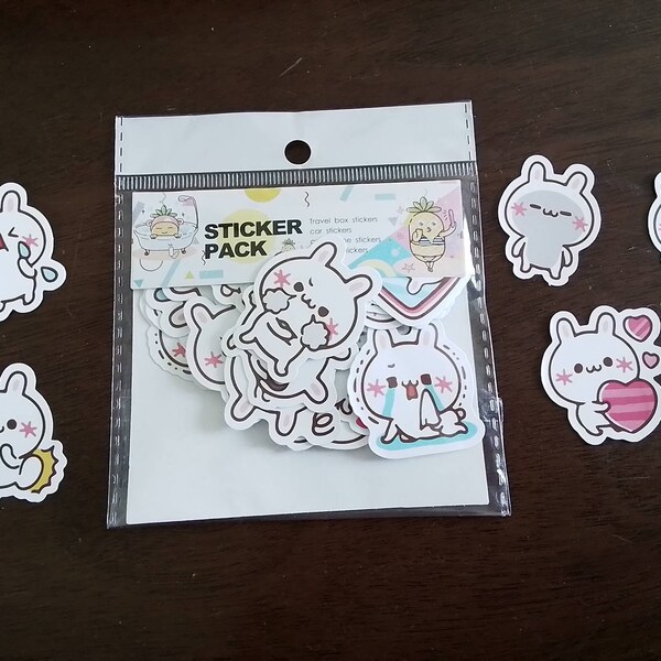 40 PCS Pink & White Bunny Sticker Pack | Kawaii Sticker | Cute Rabbit ...