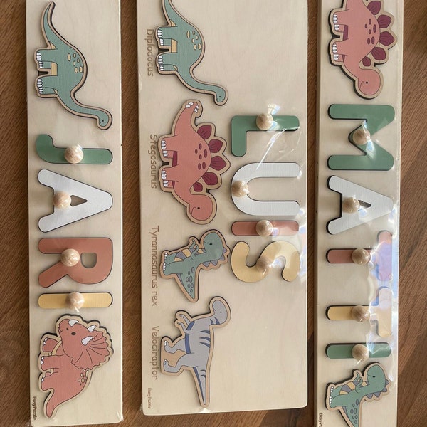 Dinosaur Name Puzzle | Dinosaur First Birthday Gift | Dinosaur Nursery ...