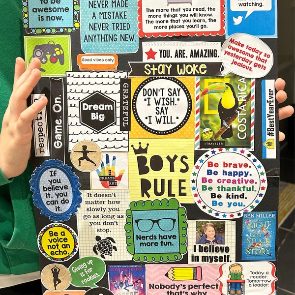 Vision Board Set for Boys, Printables, Affirmation Cards, Kids Yoga ...