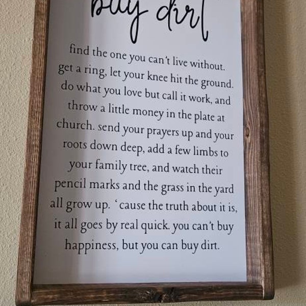 Buy Dirt Framed Sign | Country Song Lyrics | Farmhouse Decor | Wall ...