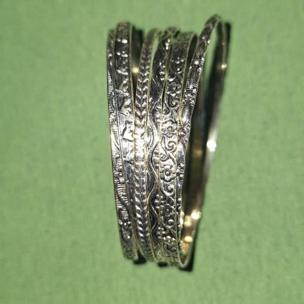 Thick West Indian Bangles, Set of 5 Bangles, Sterling Silver Bangles ...