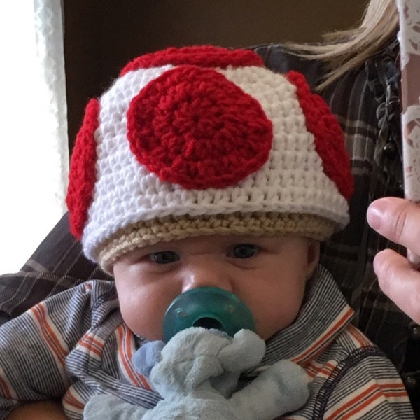 Super Mario Bros Toad Toadette Mushroom Crochet Beanie Newborn Infant ...