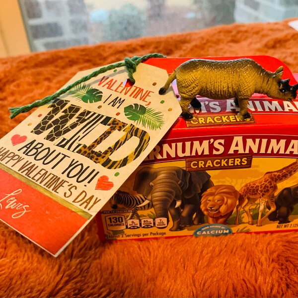 Valentine Gift Tags, Wild About You Jungle Valentine Day Tag, Kid ...