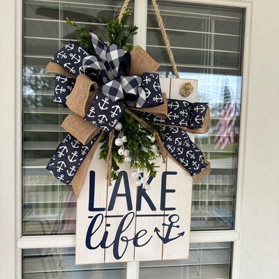 Welcome, Large Wooden Door Sign, Door Hanger, Farmhouse, Door Decor ...