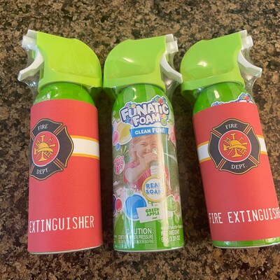 Fire Extinguisher Silly String Label Silly String Wrap Fire Fighter ...