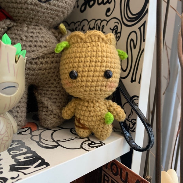 Baby Groot Key Ring Crochet, Groot Amigurumi, Crochet Monster, Handmade Crochet Keychain, Baby ...