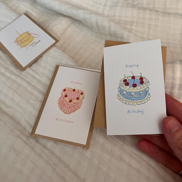 The Mini Vintage Cake Collection | 3 Card Set | Happy Birthday Card ...