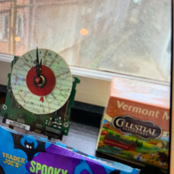 Vintage Punched Computer Punch Card on Mini CD on Circuit Board Clock ...