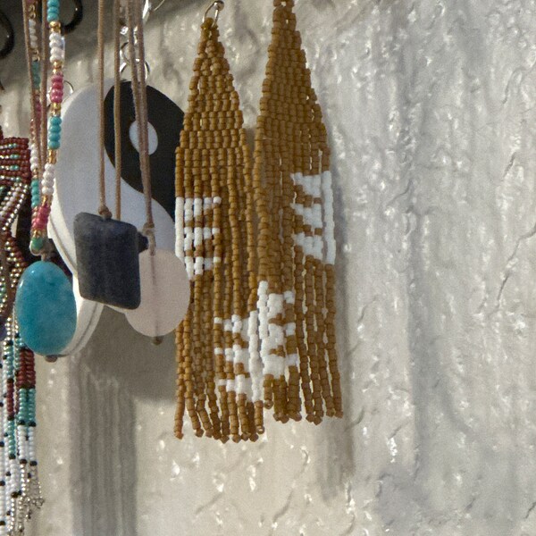 THE OSAGE // Beaded Earrings Beaded Fringe Earrings Native American ...