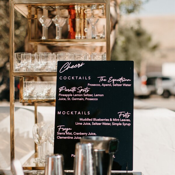 Black Acrylic Drink Menu Sign (W-106) - Back40life - Etsy