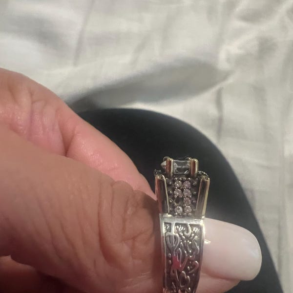 Solitaire Silver Ring, One Stone CZ Ring, Cubic Zircon Ring, Old Style ...