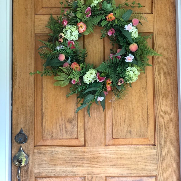 Neutral Fall Corn Husk and Pampas Grass Wreath, Camel Caramel Orange ...
