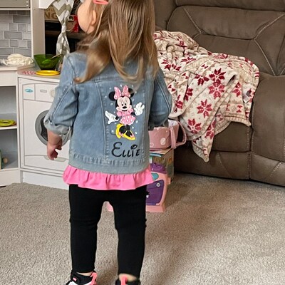 Girls Pink Embroidered Disney Jacket With Swarovski Crystals, Minnie ...