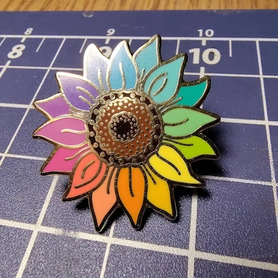 Rainbow Sunflower Pin: Flower Lover Pin Floral Gift Ideas Unity Rainbow ...