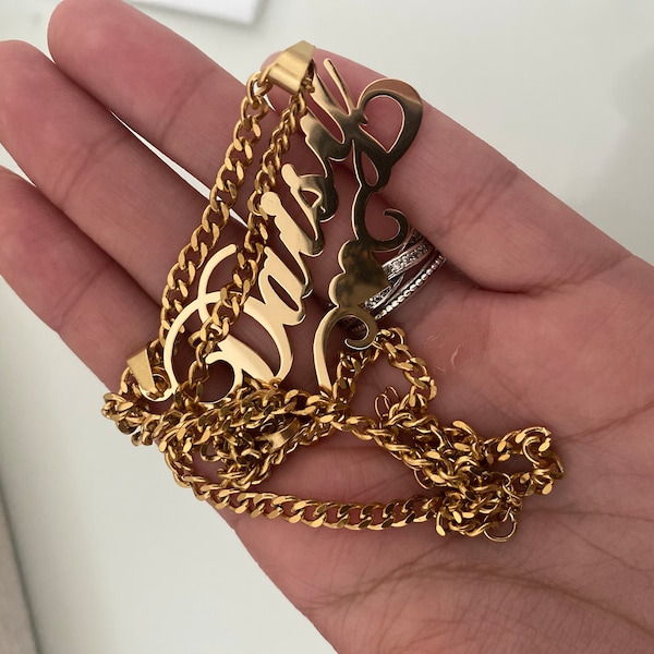 Custom Name Necklace Cuban Name Necklace Gold Name Necklace Necklace ...