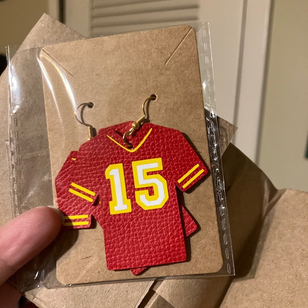 KC Chiefs Earrings, Leather KC Football Earrings, Kansas City Football ...