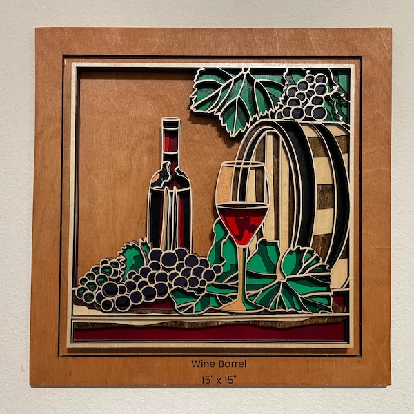 3D SVG Wine Shadow Box Layered, Winery Shadow Box,wine Glass 3D Svg ...