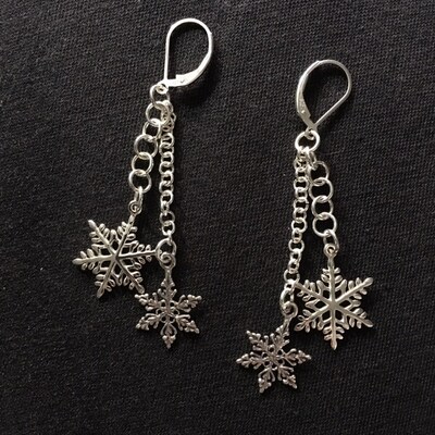 Snowflake Snow Flake Charms Pendants, 925 Sterling Silver, 1 Pc, Double ...