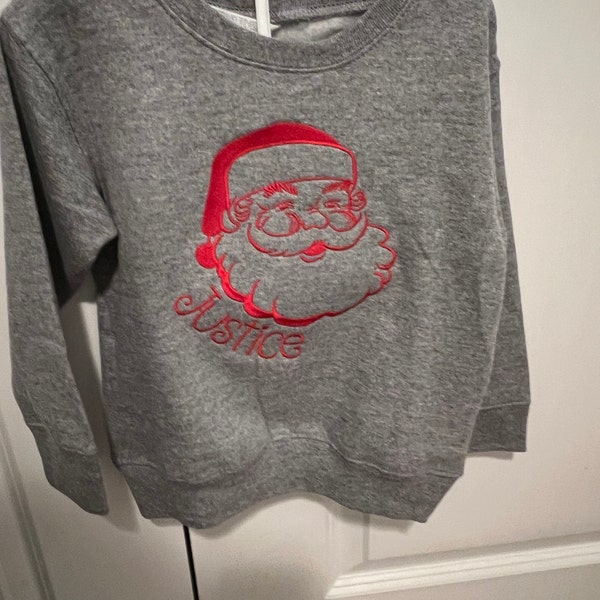 Santa Sweatshirt for Boys, Embroidered Boys Christmas Sweatshirt ...