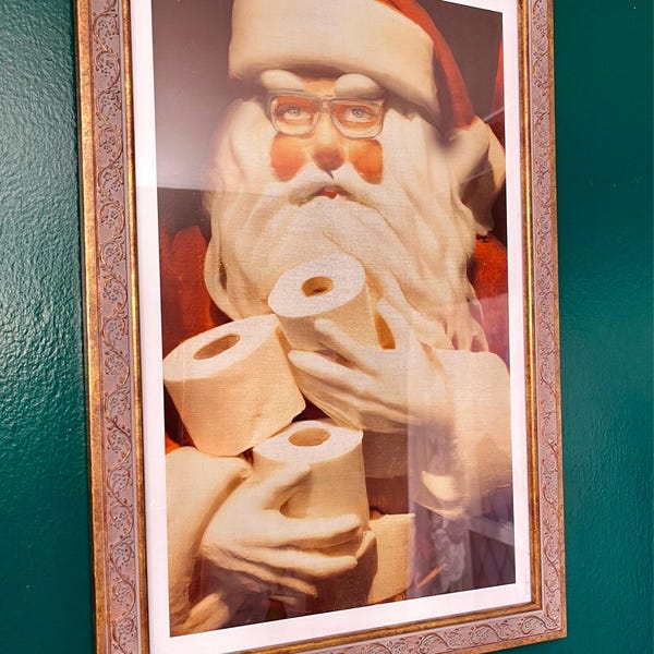 Funny Santa Toilet Paper Print, Vintage Christmas Bathroom Art - Etsy