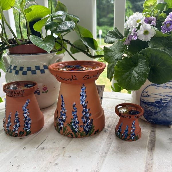 Bee Fountain for Flower Beds Bushes Potted Plants, Handpainted ...