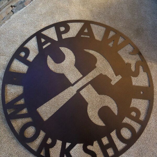Personalized Fathers Day Sign for Dad, Papas Work Shop Metal Sign ...