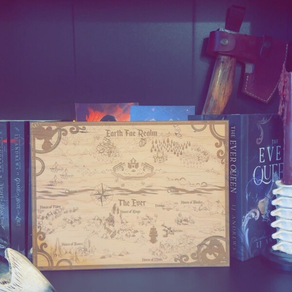 Emarion Wooden Laser Engraved Map, the Kindred's Curse Saga by Penn ...