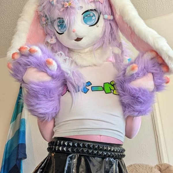 Candy Lavender Bunny Kigurumi Fursuit Furry Head Kig Style,white Bunny ...