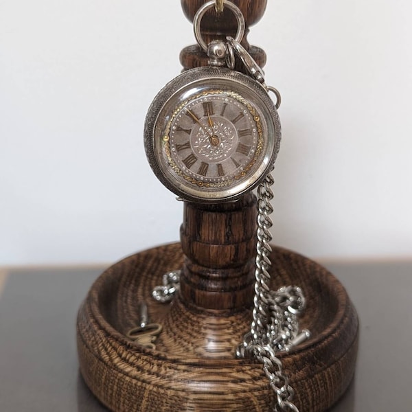 Pocket Watch Stand Dark Oak Hardwood Hanger Wooden Display Wood Holder ...