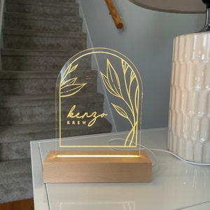 Personalized Acrylic Night Light Boho Night LED Light Kids Bedroom ...