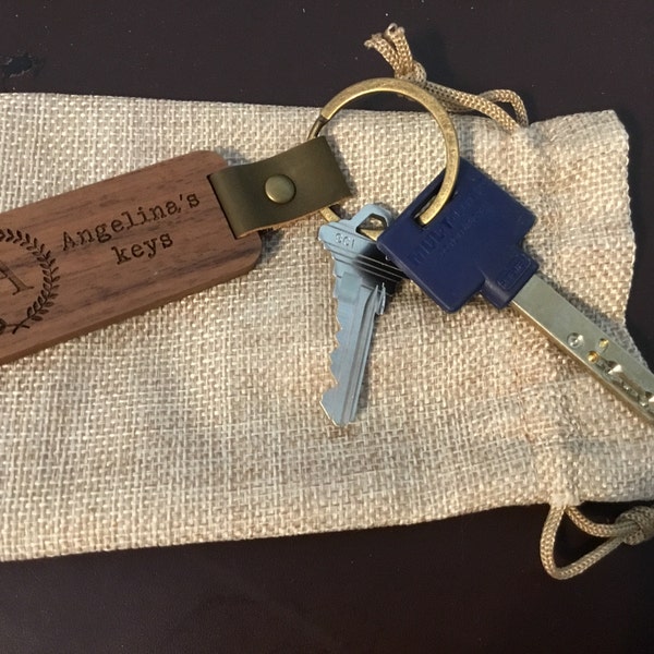 Engraved Wood Key Chain - Custom Keychain Gift for Home Car Office ...