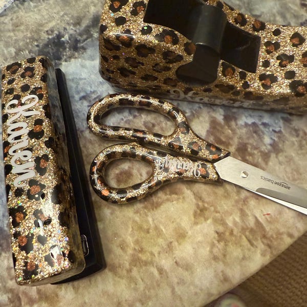 Leopard Office Desk Set - Etsy