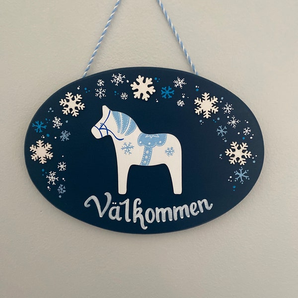 Swedish Welcome Sign, Dala Horse, Swedish Sign, Swedish Gifts, Swedish ...
