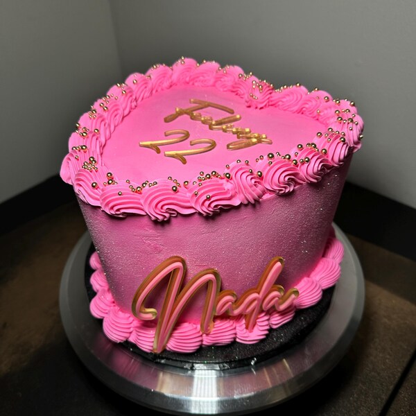 Mini Acrylic Cake Topper Heart Cake Topper Birthday Cake Charm Word ...