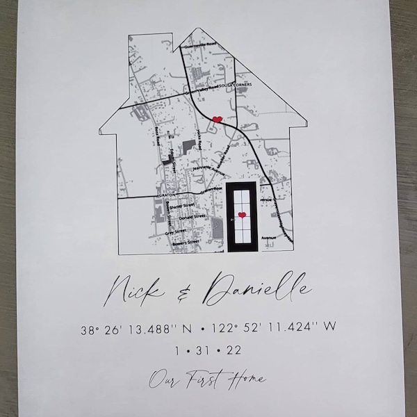 Personalized Housewarming Gifts, Personalized Home Map, First Home Gift ...
