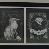 Celestial Raven Bird Wings Illustration Art Painting Print, Astrology ...