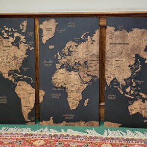 World Map Push Pin World Map Wall Art Wooden Travel Map - Etsy