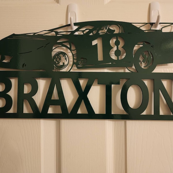 Race Car Custom Name Metal Sign, Race Car Sign, Dirt Track Racing Sign ...