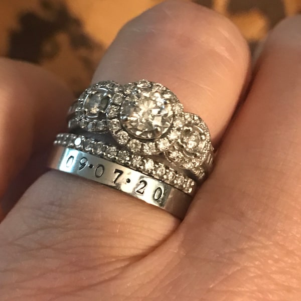 Name Date Ring Stacking Wedding Date Ring Birthdate Stackable Ring ...